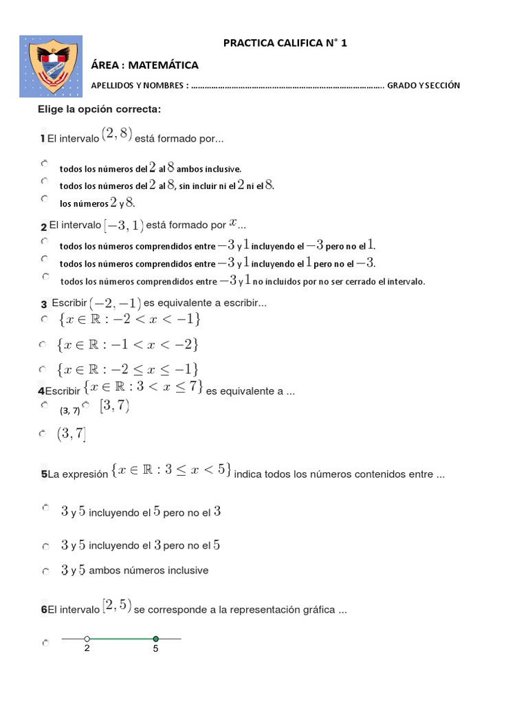 Practica Califica 4° Intervalos | PDF