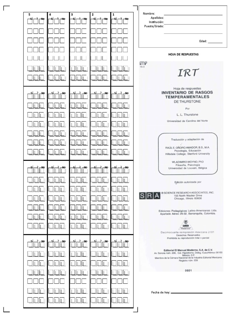 03 Irt Hoja de Respuestas y Plantillas | PDF