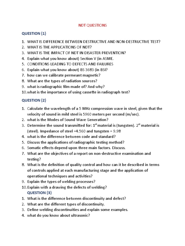 (NDT) Question | PDF | Nondestructive Testing | Ultrasound