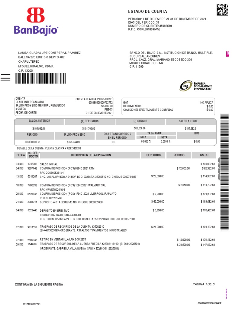 Ban Bajio Dic | PDF | Finanzas personales | Servicios financieros