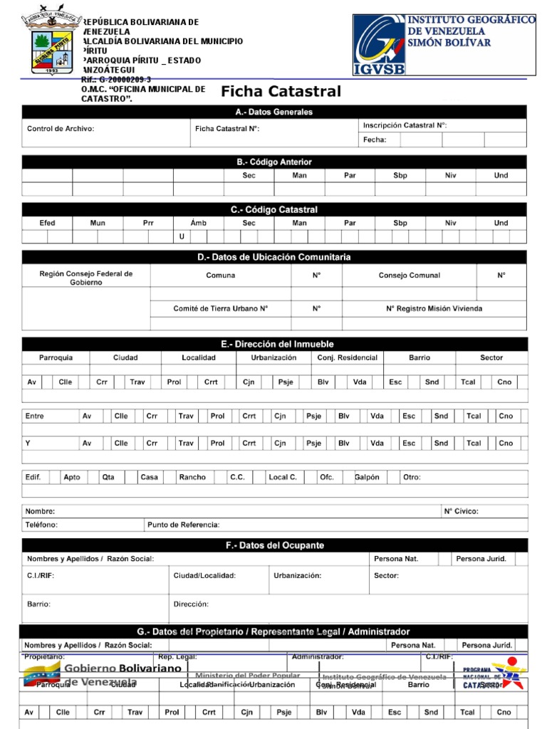 Ficha Catastro Piritu-IGVSB | PDF