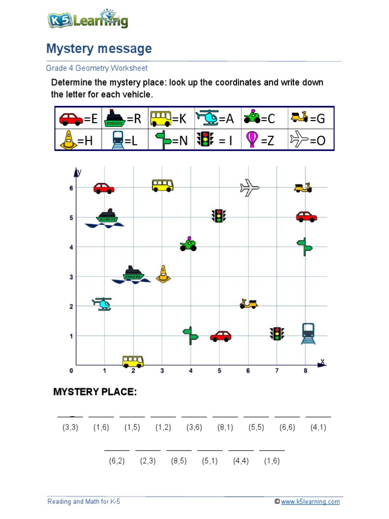 Grade 4 Coordinate Grid Message A | PDF