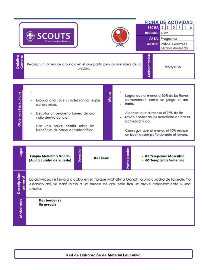 FICHA REME - Torneo de Aro Indio | PDF
