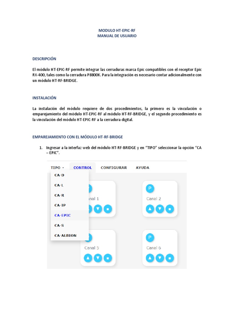 HT-EPIC-RF Manual de Usuario | PDF