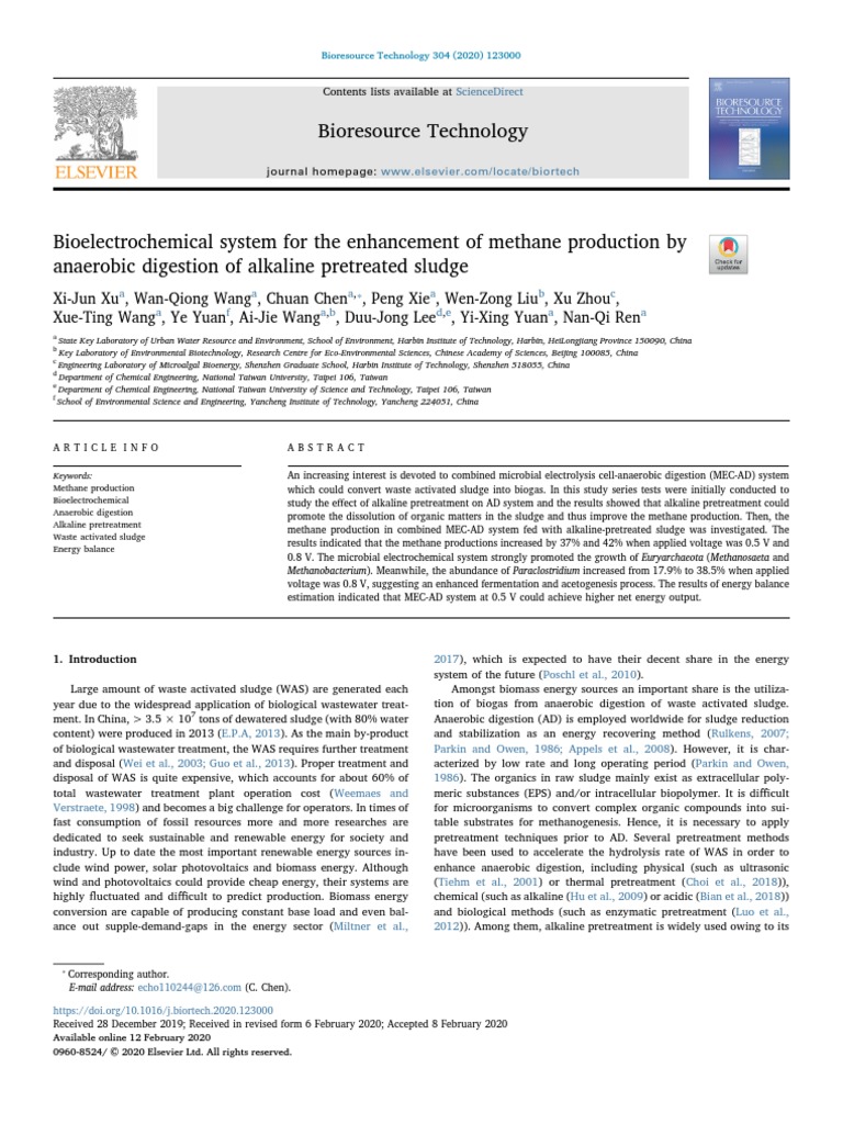 Xu Et Al 2020 Pdf Pdf Anaerobic Digestion Biogas