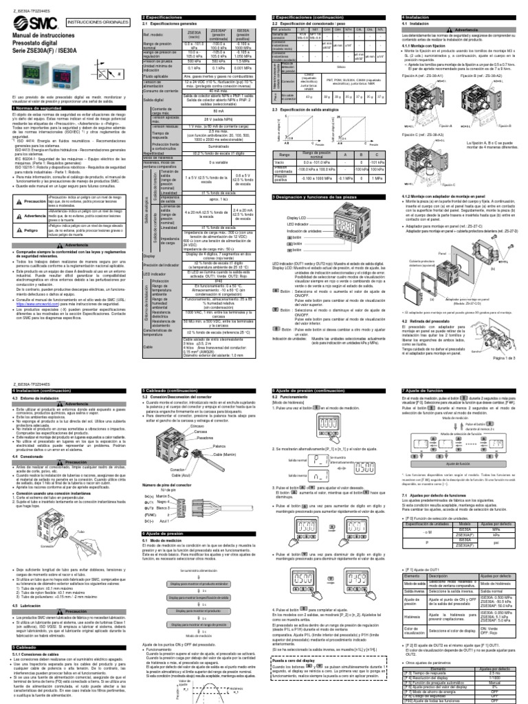 Manual Presostato SMC | PDF | Pascal (Unidad) | Diodo emisor de luz