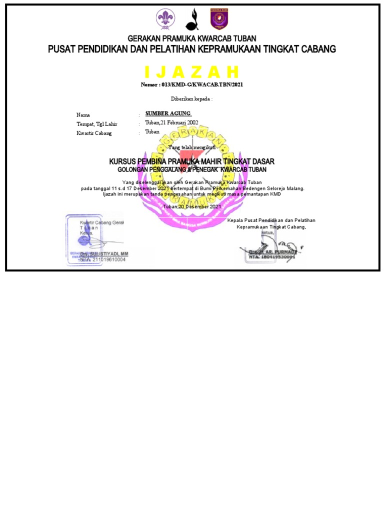 Ijazah KMD Penggalang | PDF