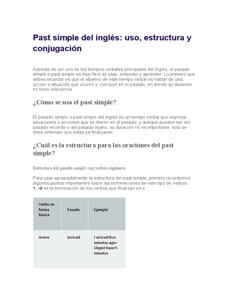 Inglés Pasado Simple | PDF | Verbo | Relaciones sintácticas