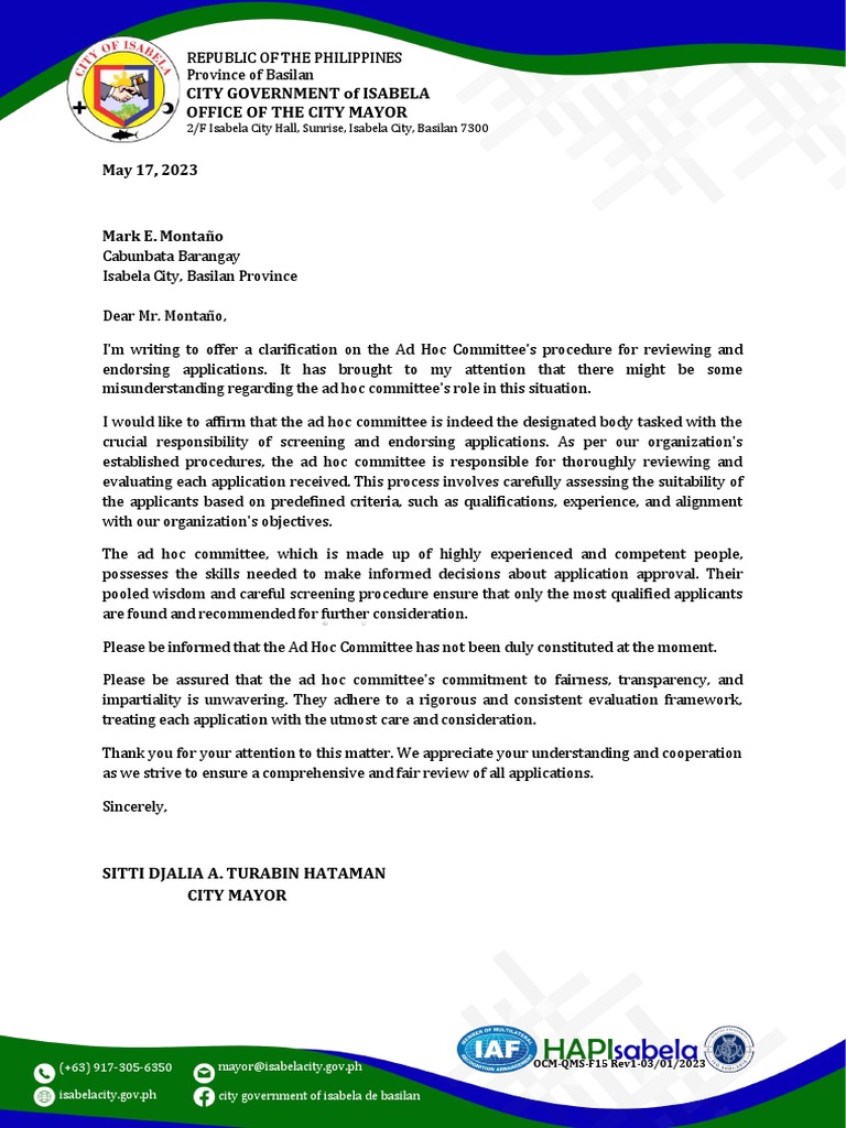 ADHOC LETTER 2 | PDF