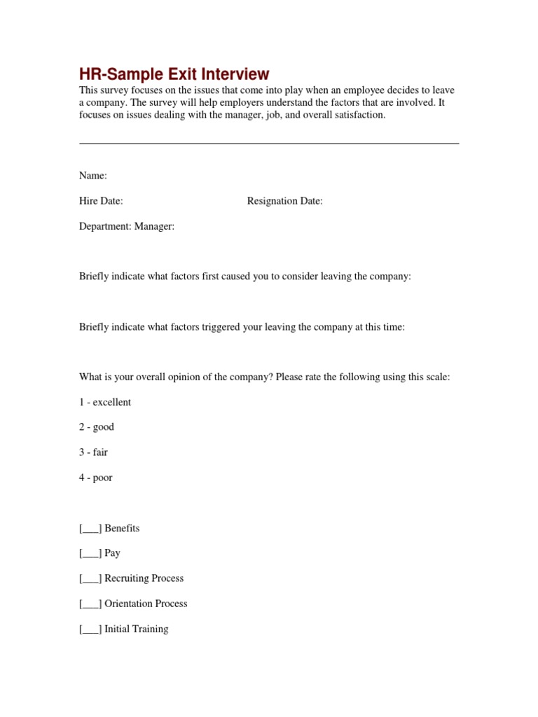 HR-Exit Interview Form | PDF