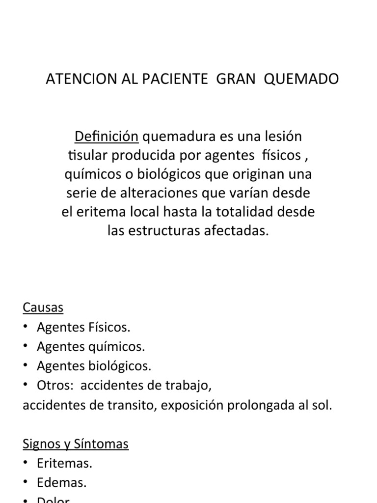Atencion Al Paciente Gran Quemado | PDF | Quemar | Enfermedades y ...