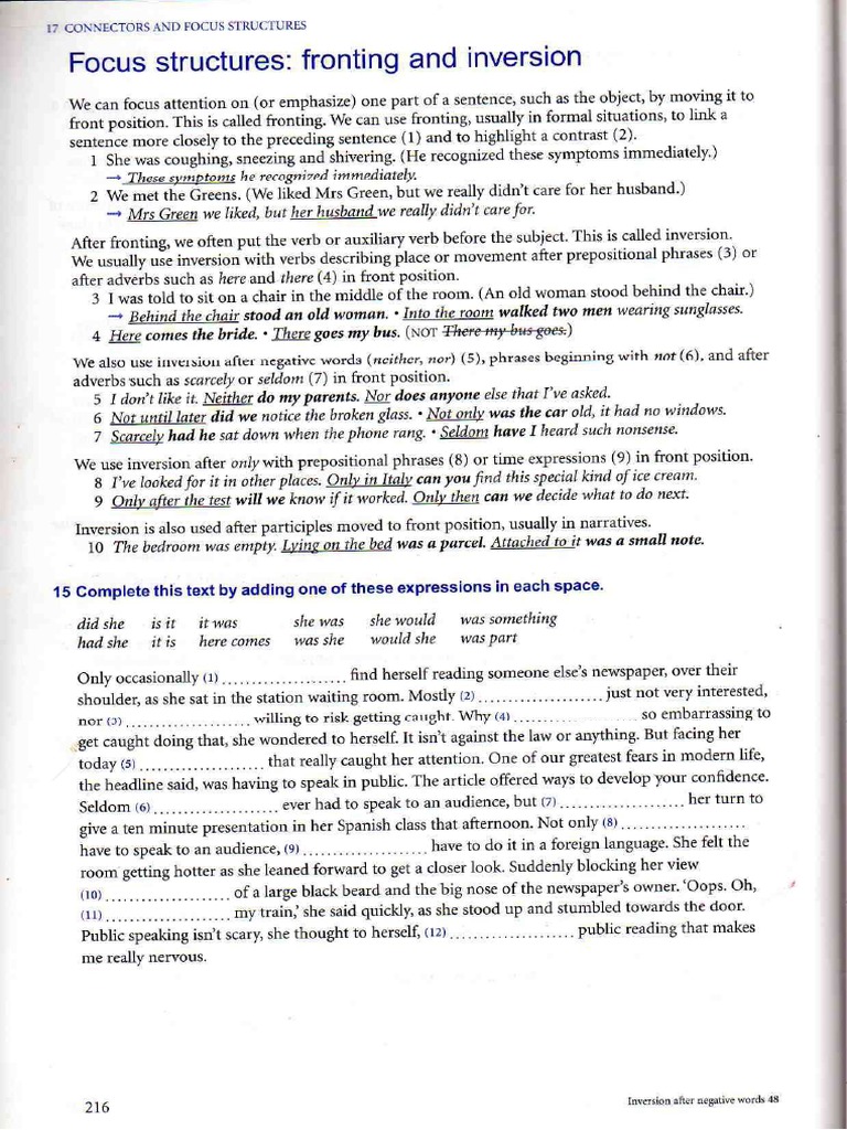 Fronting - inversion - cleft sentences (1) | PDF