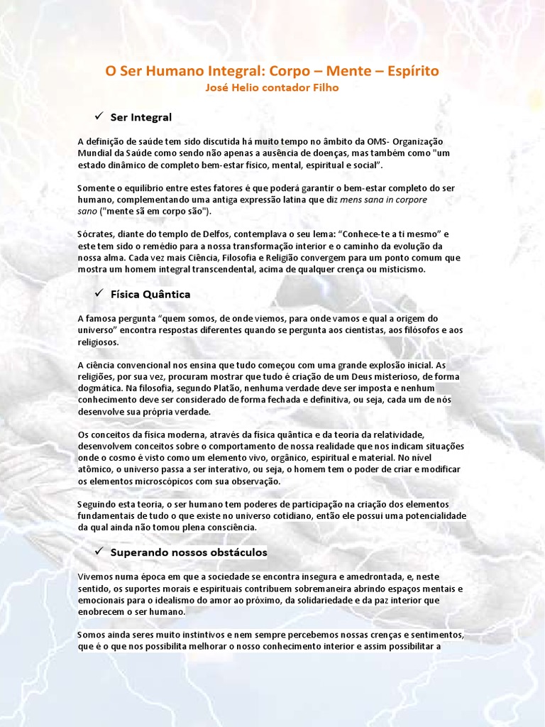 O Ser Integral | Download grátis PDF | Science | Física