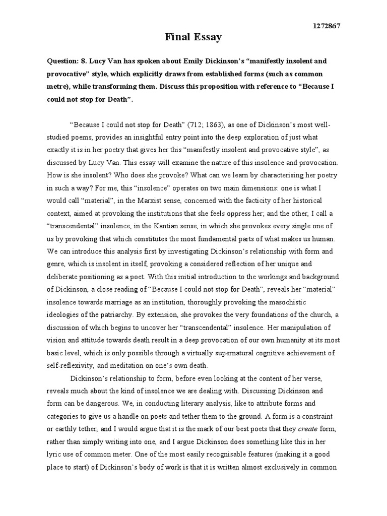 ENGL-Poetry, Love and Death-Final Essay | PDF | Experience