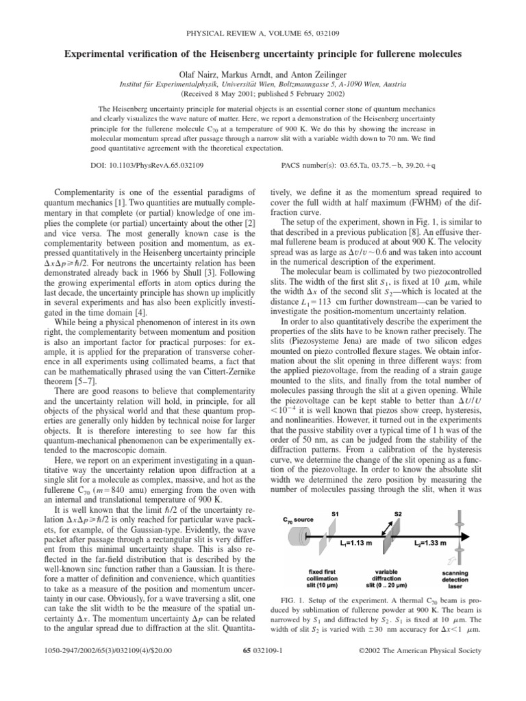 Proncipio de Incertidumbre de Berg | PDF | Diffraction | Uncertainty ...