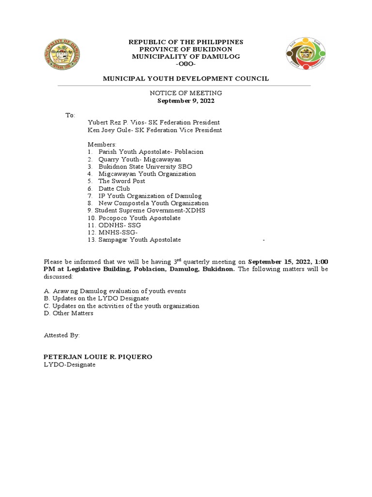 Notice of 3rd Meeting LYDC 2022 | PDF