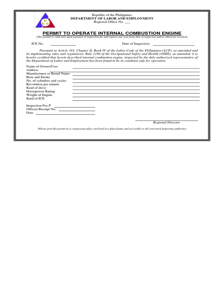 Internal Combustion Engine Permit | PDF