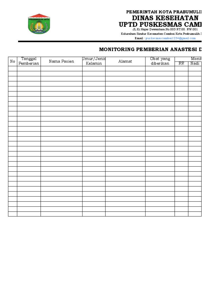 Form Monitoring Anastesi Dan Sedasi | PDF