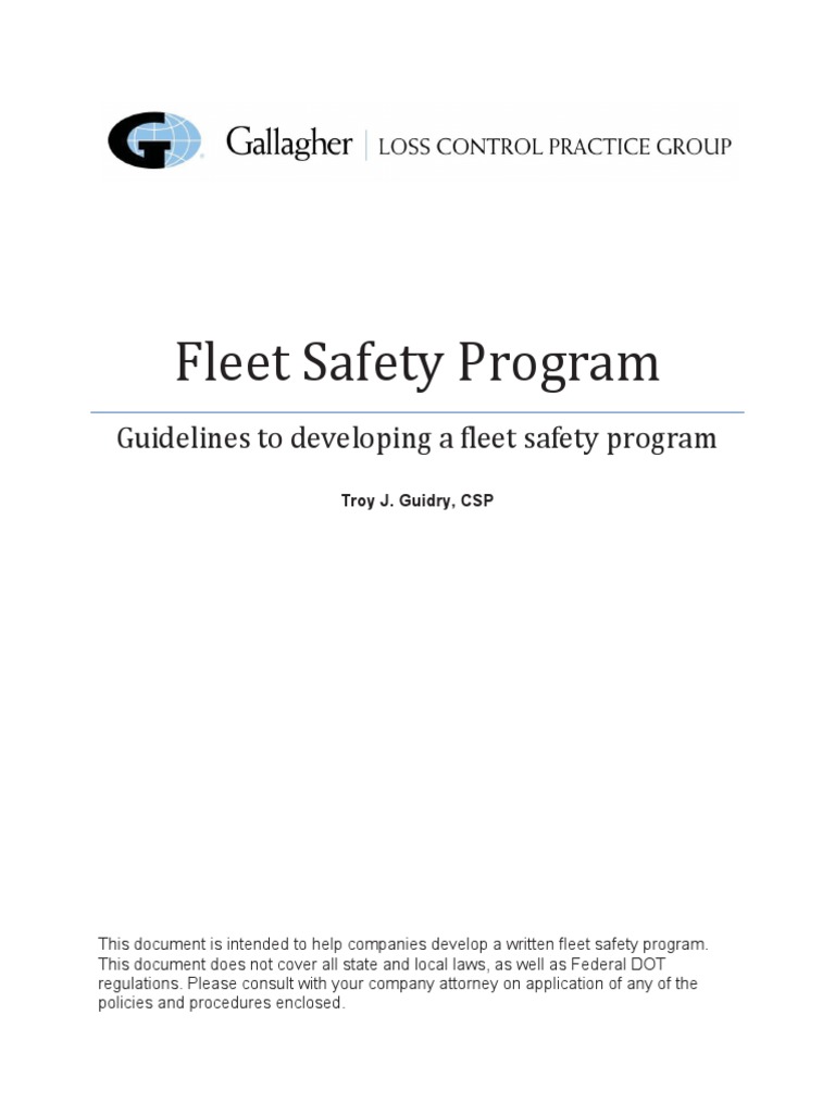 Ajg Guidelines To Developing A Fleet Safety Program | PDF | Driving ...