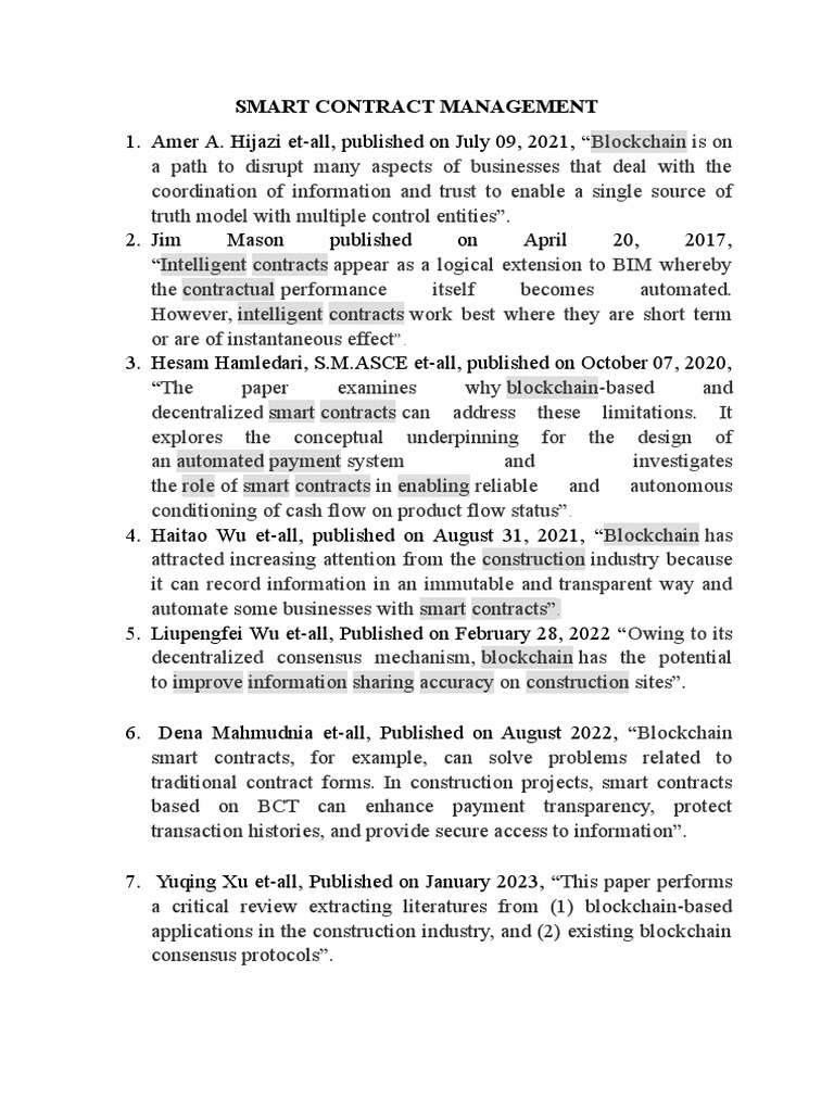 Smart Contract Management | PDF