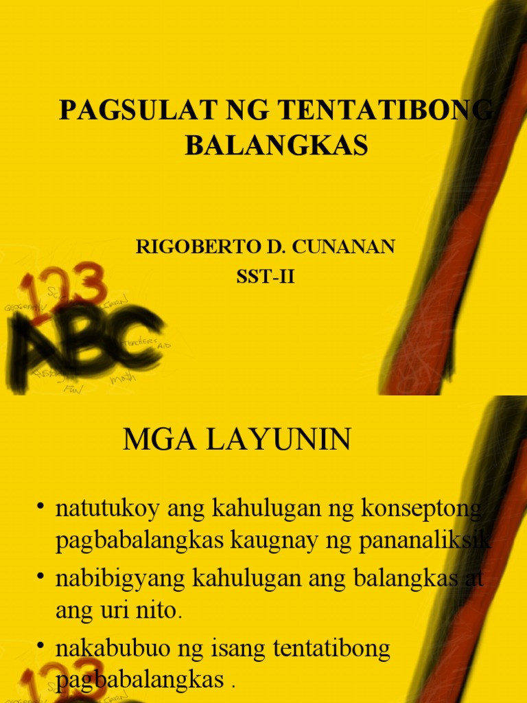 PPT Pagsulat NG Tentatibong Balangkas | PDF