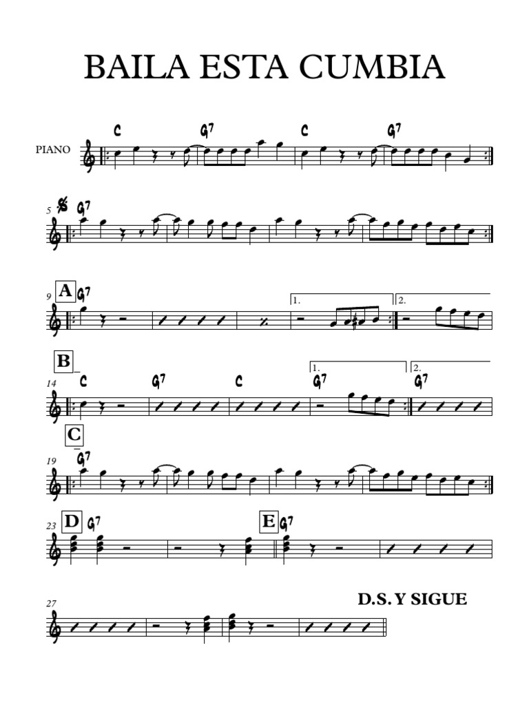BAILA ESTA CUMBIA - Piano | PDF