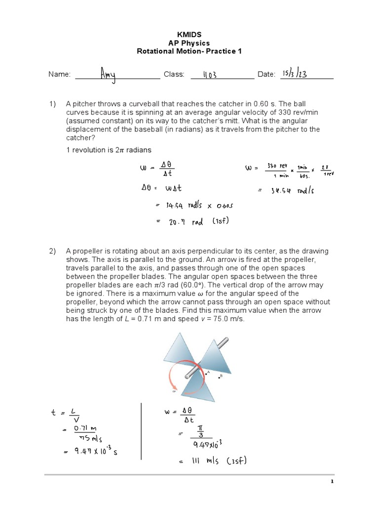 AP Phy Rotational Motion - Practice 1 | PDF | Acceleration | Speed