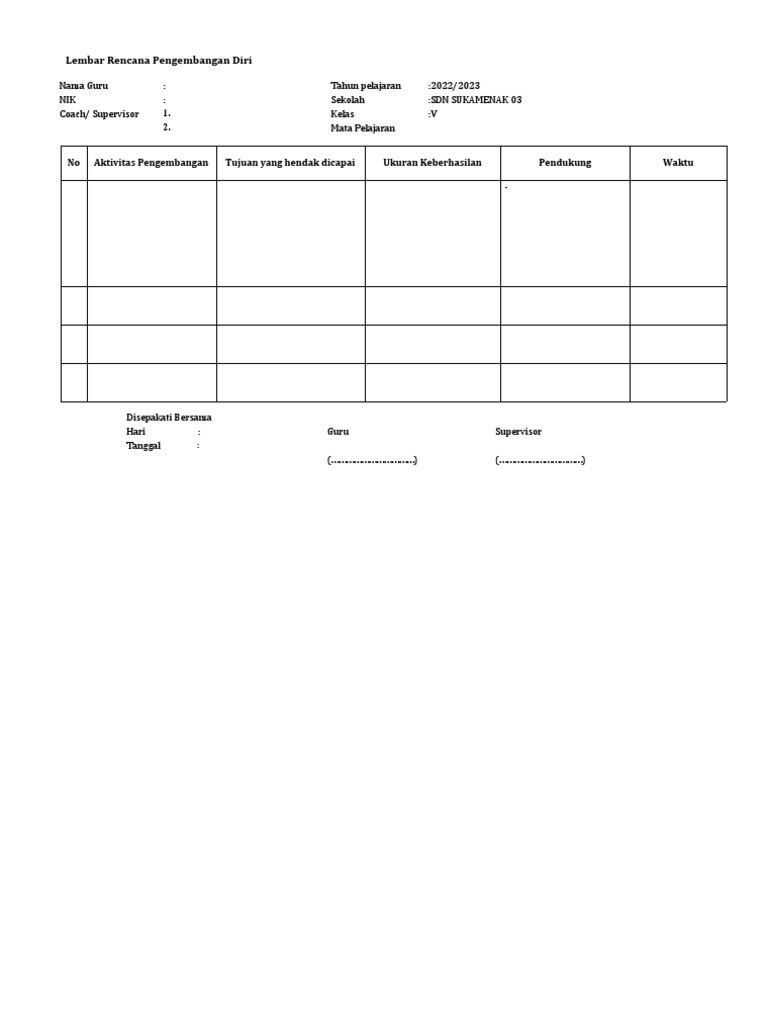 4_Lembar Rencana Pengembangan Diri | PDF