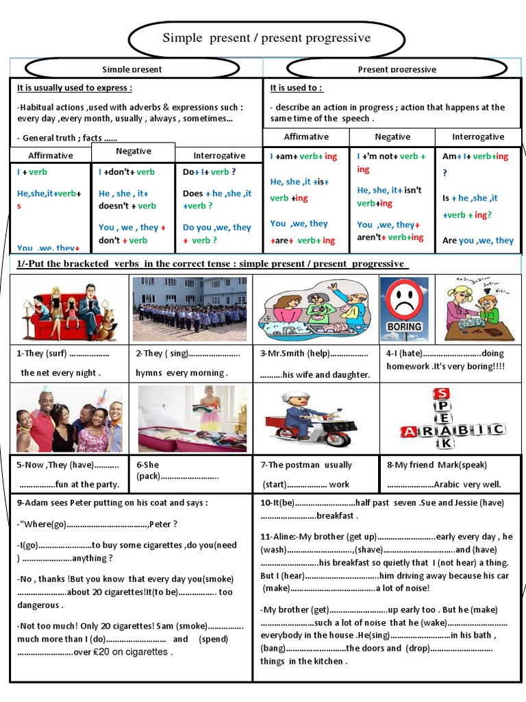 Present Progresive Vs Present Exercise | PDF | Verb | Linguistic Morphology