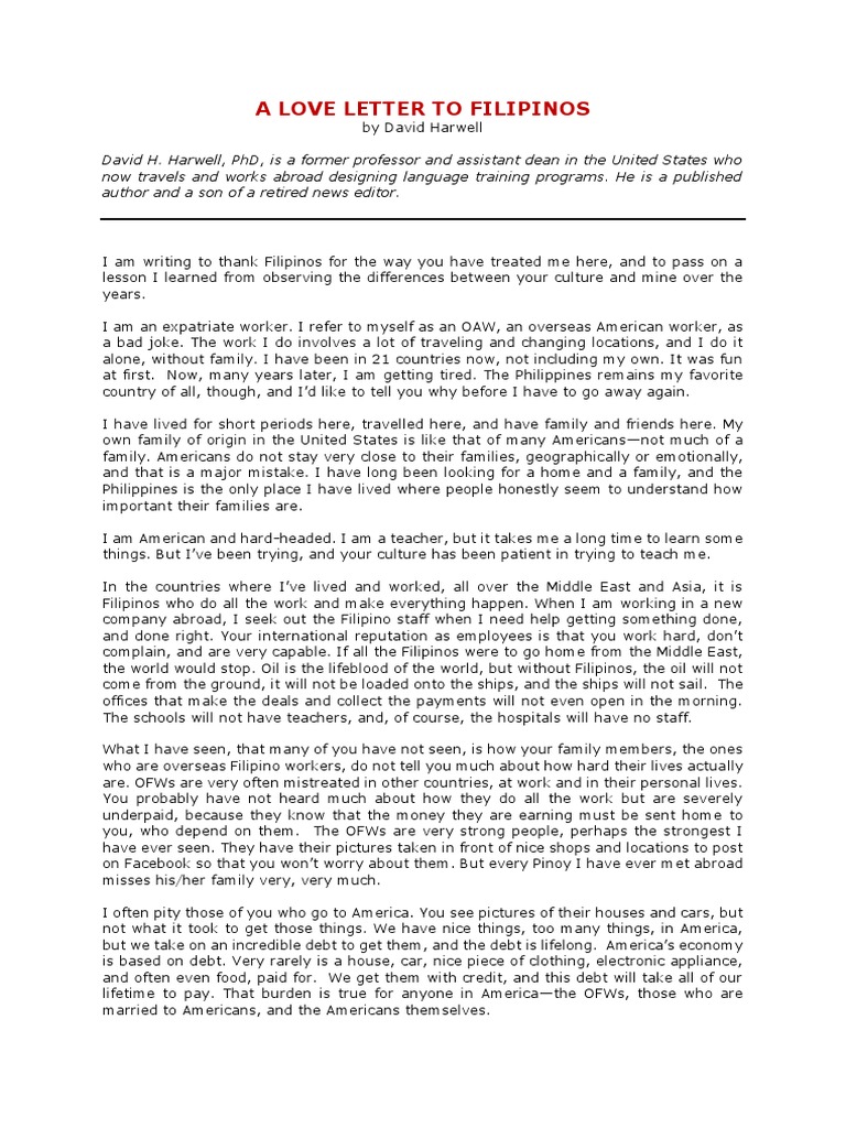 A Love Letter To Filipinos | PDF