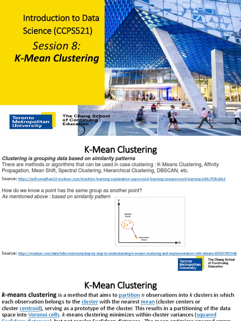 Ccps521 Win2023 Week08 K Mean Clustering Pdf Cluster Analysis Data Mining