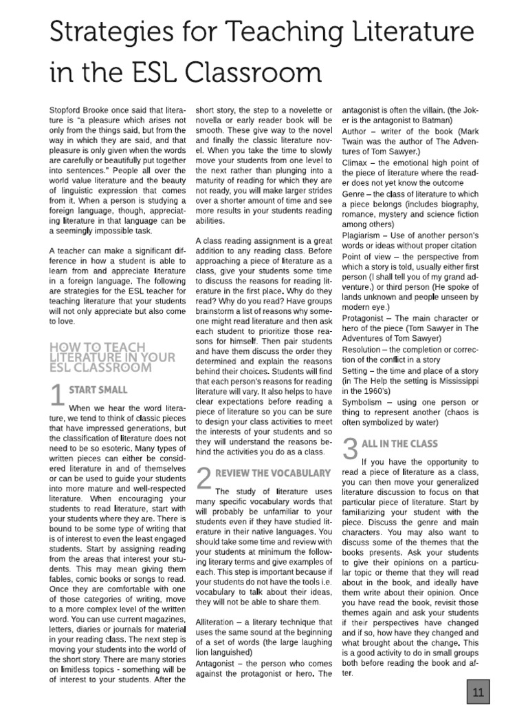 Strategies For Teaching Literature | PDF