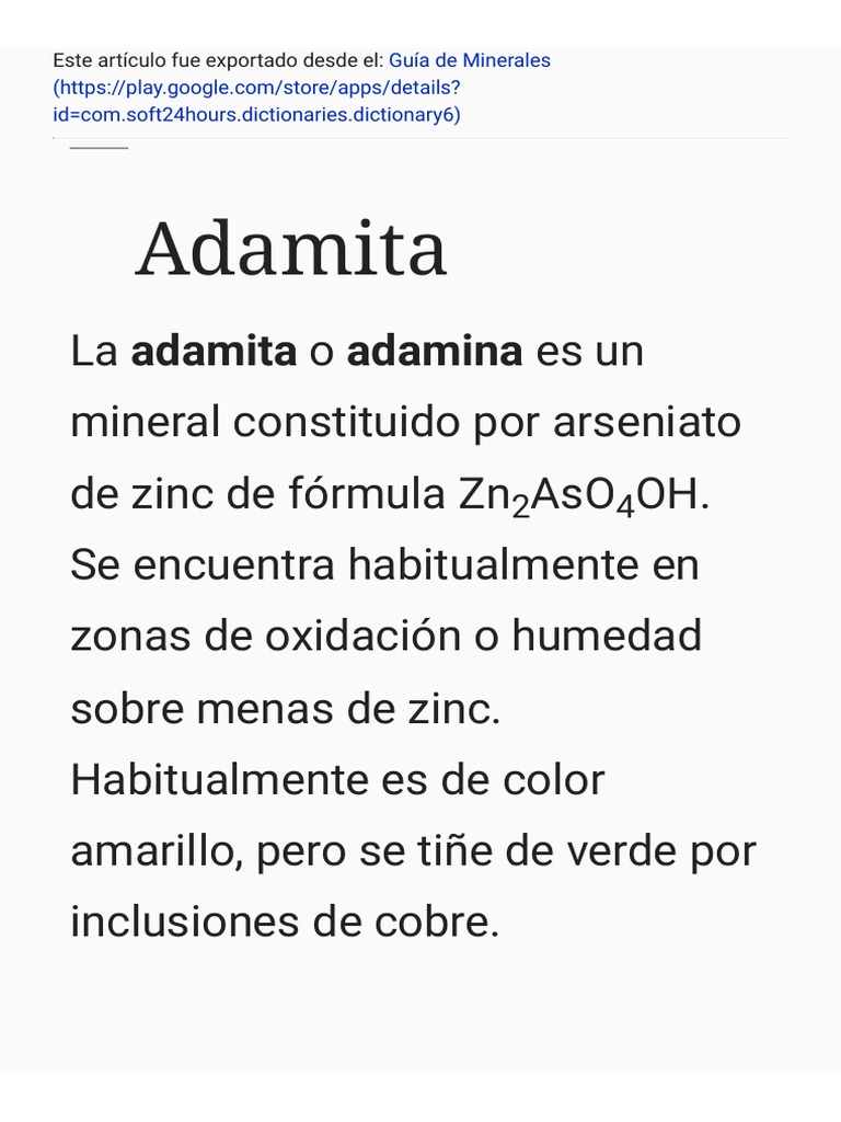 Guía de Minerales Adamita | PDF