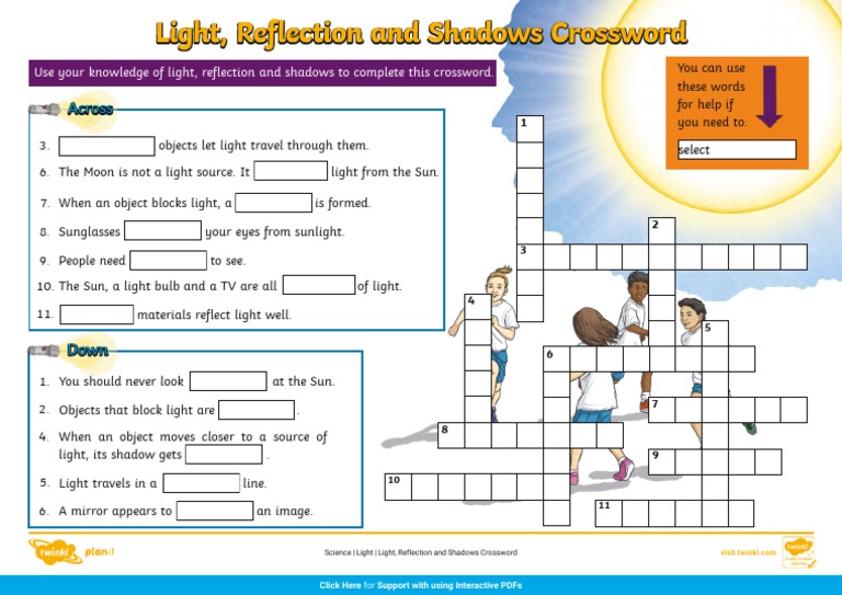 Light, Reflection, and Shadows Crossword | PDF