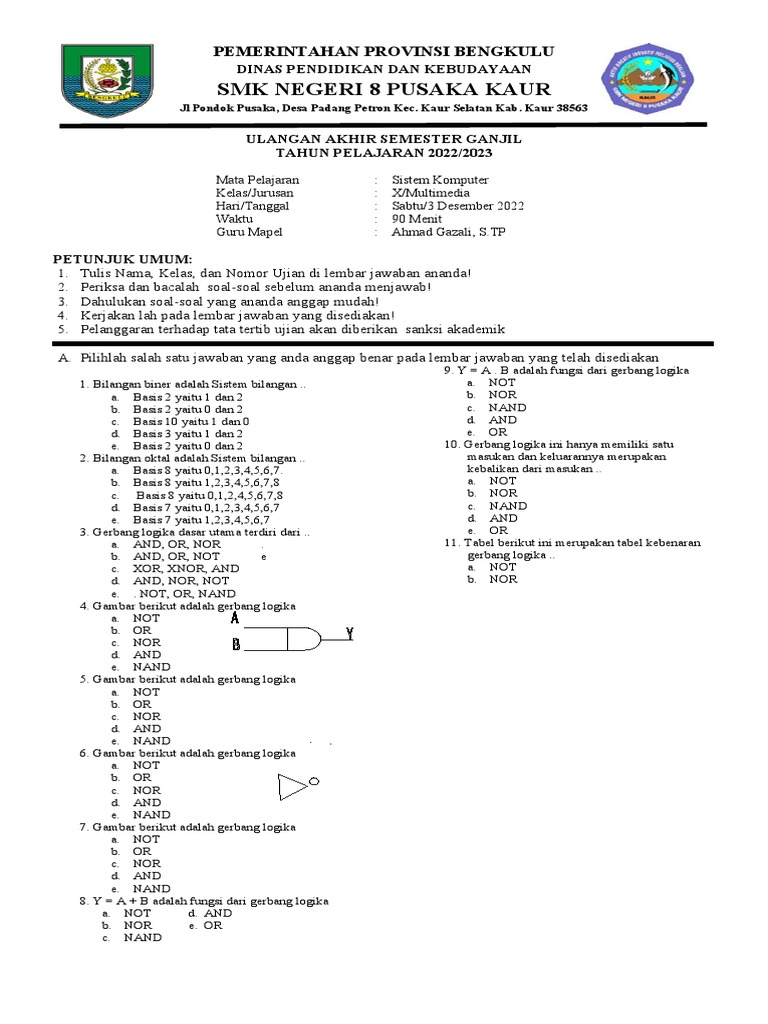 SOAL UAS Siskom GANJIL 20222023 | PDF
