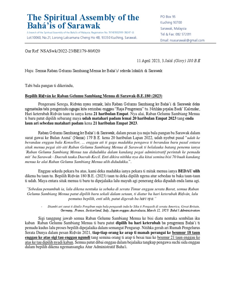 NSASwk2022-23BE179-80#020 LSA Election - Iban | PDF