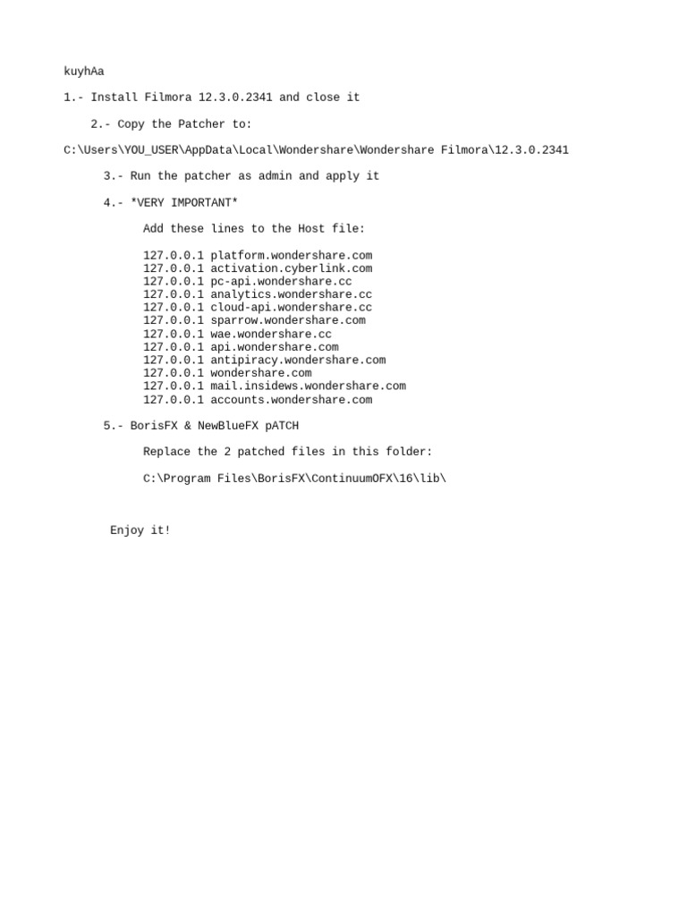 Filmora 12.3.0.2341 Patching Guide | PDF | Home & Garden | Computers