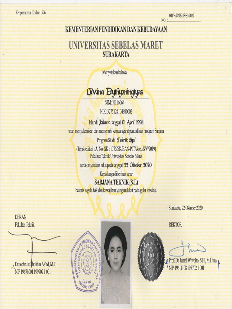Certificate of Completion of The Degree Indonesia - Lidwina - 1 | PDF