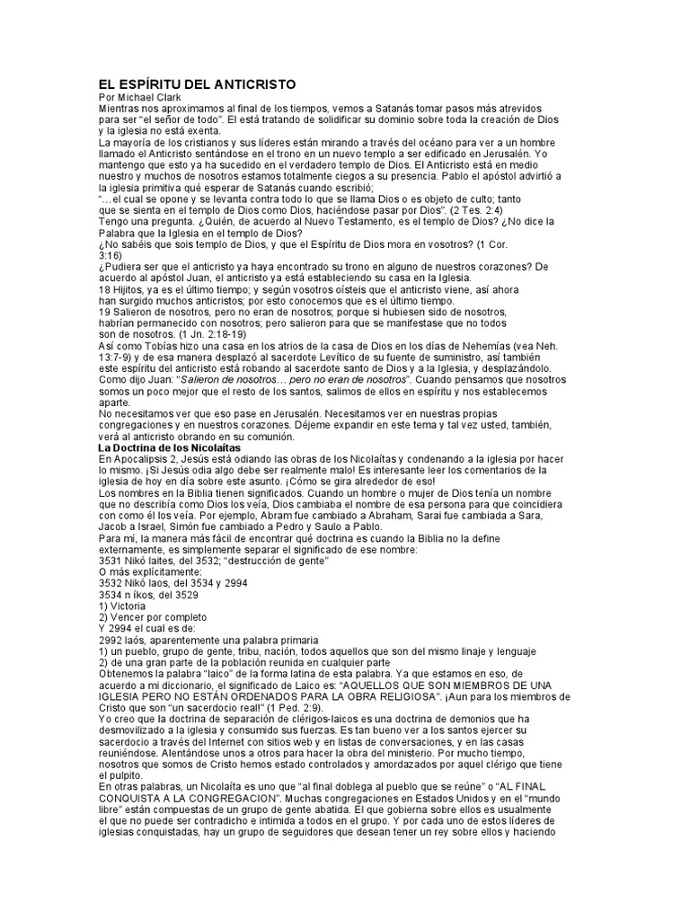 El Espíritu Del Anticristo | PDF | antecristo | Apóstol