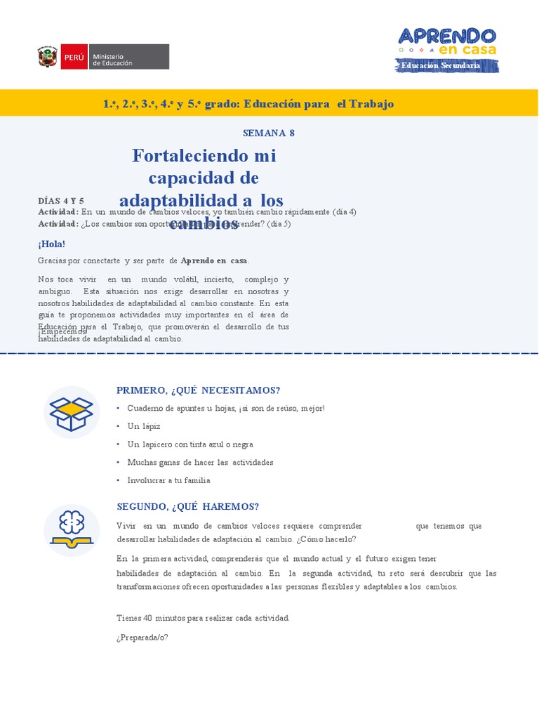 s8 1 2 3 4 5 Sec Guia Ept | PDF | Aprendizaje | Mente