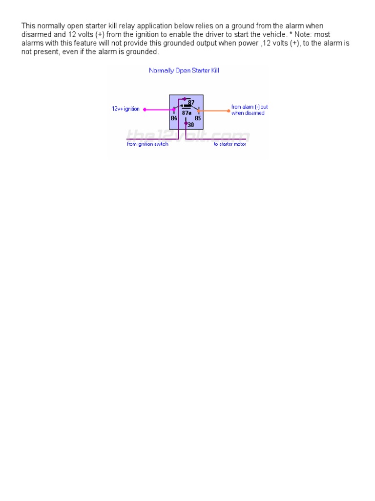 Vehicle Alarm Starter Relay Guide | PDF