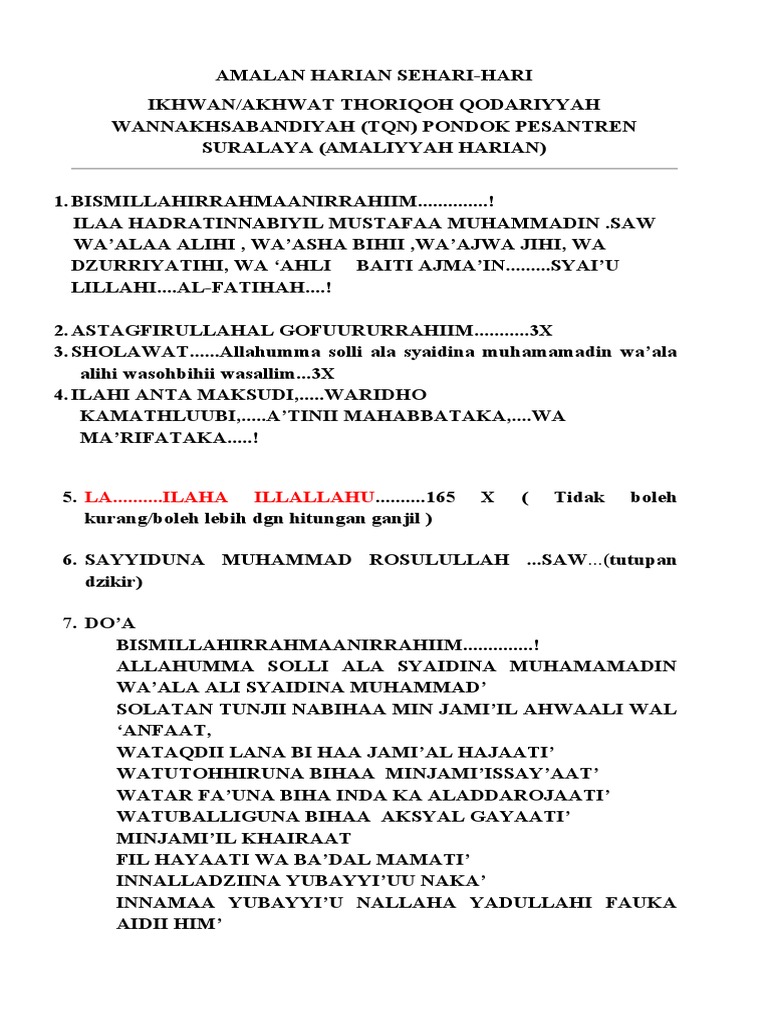 Amalan Harian Pondok Pesantren | PDF