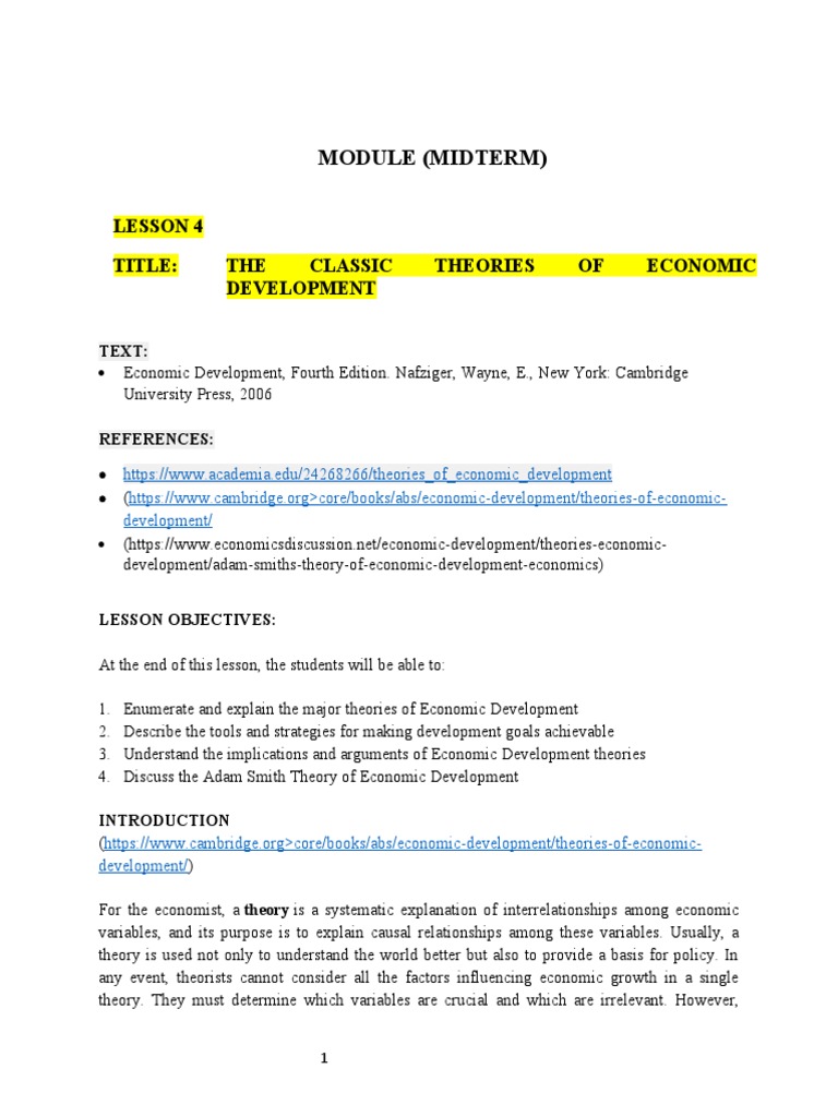 Module-Lecture 4-Classic Theories of Economic Development | PDF ...