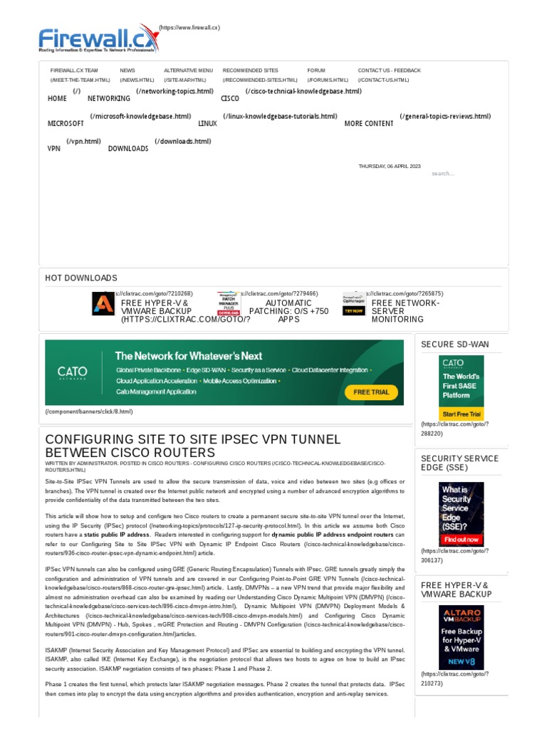 Configuring Site To Site IPSec VPN Tunnel Between Cisco Routers | PDF ... Configuring Site To Site IPSec VPN Tunnel Between Cisco Routers | PDF ...