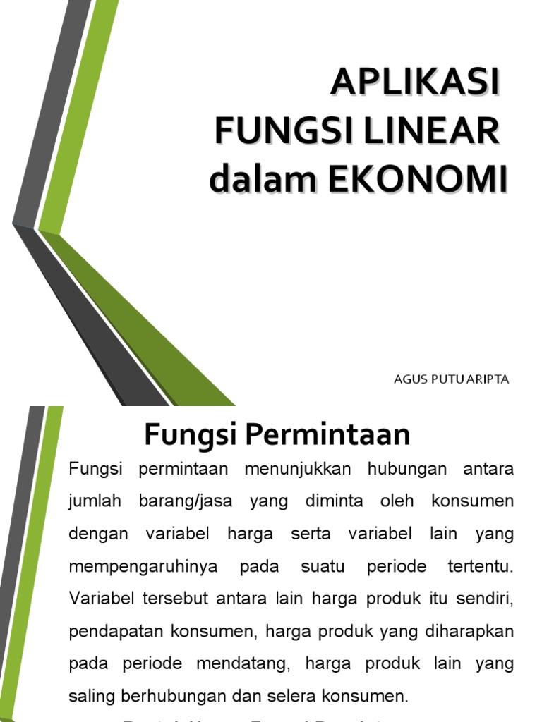 Aplikasi Fungsi Linear Dalam Ekonomi Dan Bisnis | PDF