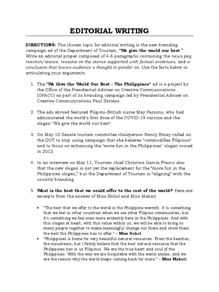 Dspc Fact Sheet Editorial Writing Pdf Social Institutions