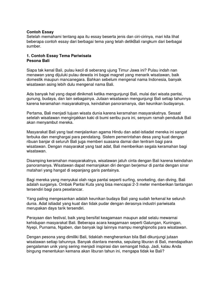 Contoh Essay Berbagai Tema Pendidikan | PDF