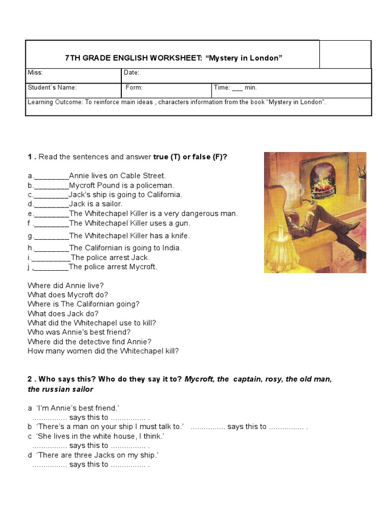 Mystery in London Worksheet | PDF | Mystery, Thriller & Crime Fiction