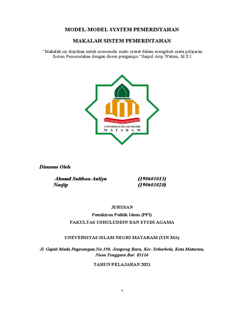 Model Sistem Pemerintahan dan Teorinya | PDF | Ilmu Sosial
