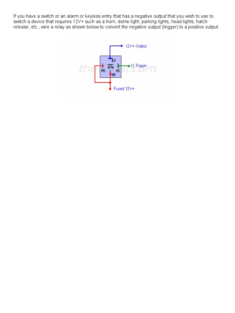 Negative to Positive Relay Wiring Guide | PDF | Technology & Engineering